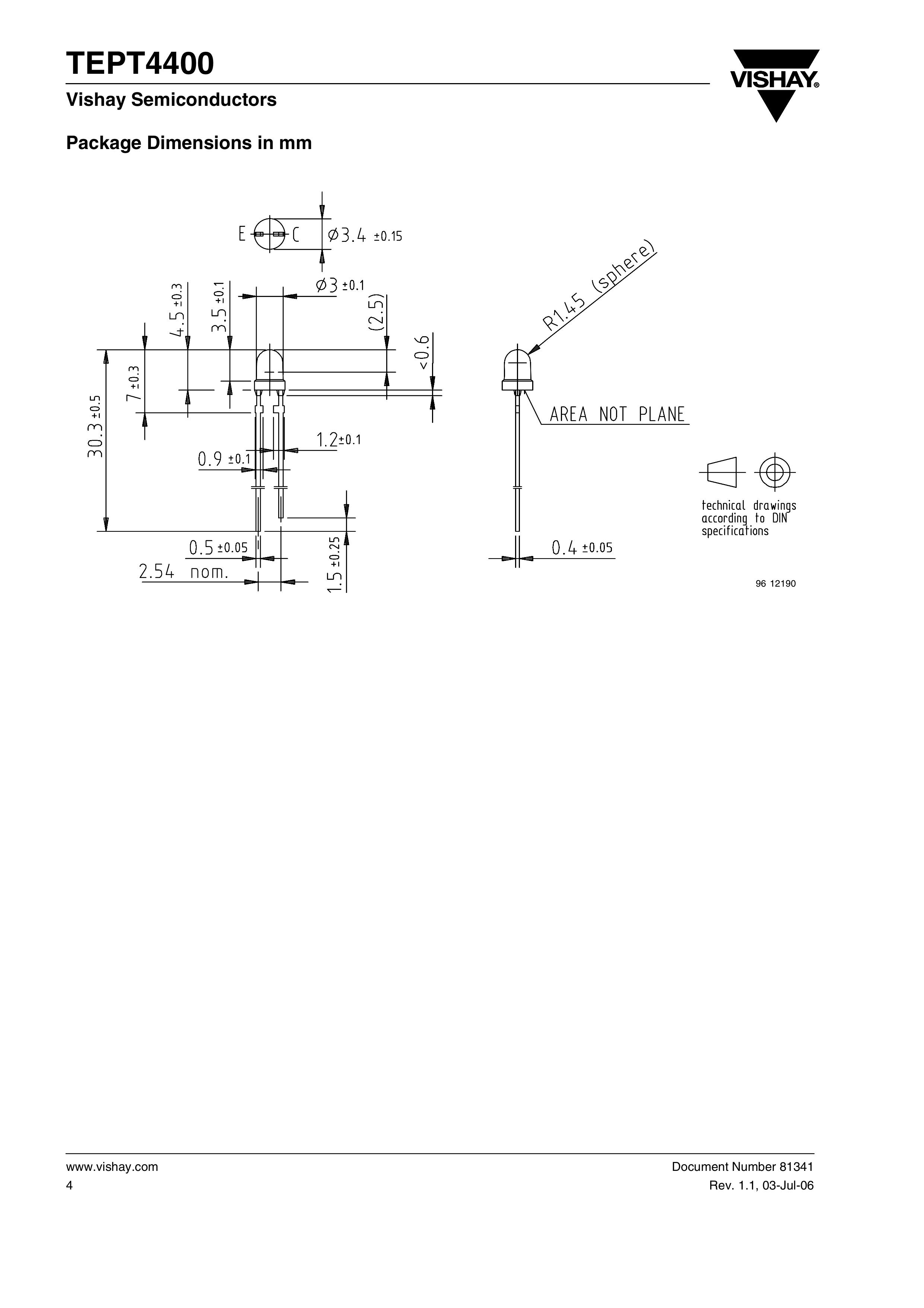 TEPT4400 红外线接收管 - 佰典旺(集團)有限公司