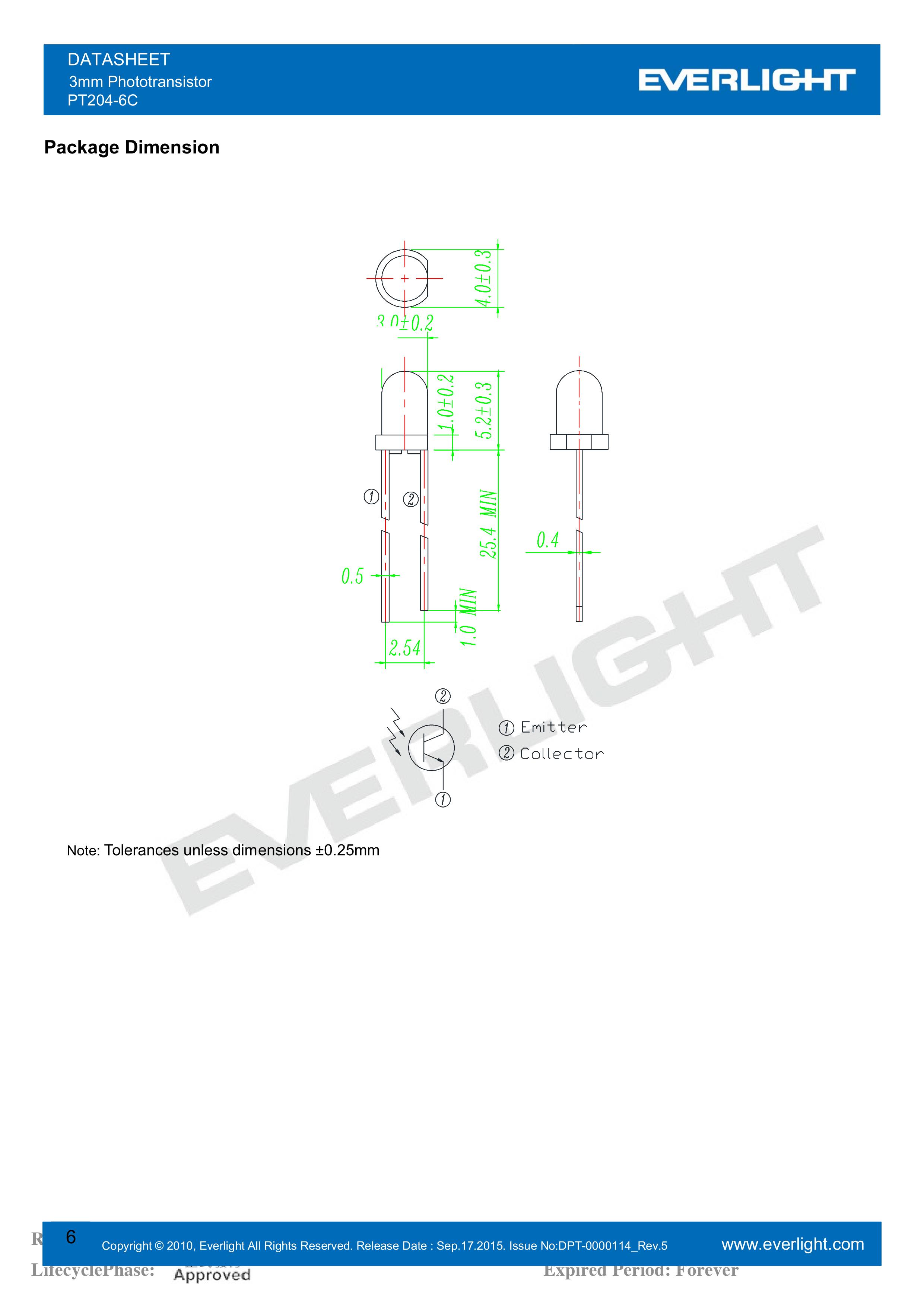 PT204-6C 红外线接收管 - 佰典旺(集團)有限公司