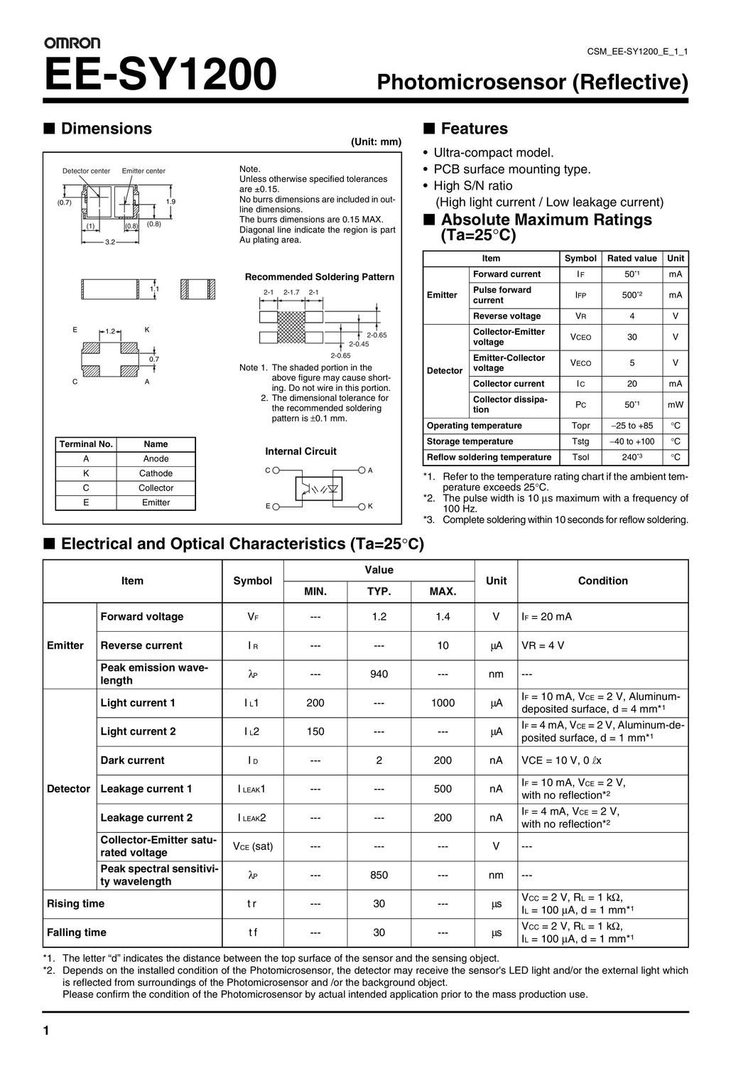 EE-SY1200 光电开关传感器 - 佰典旺(集團)有限公司