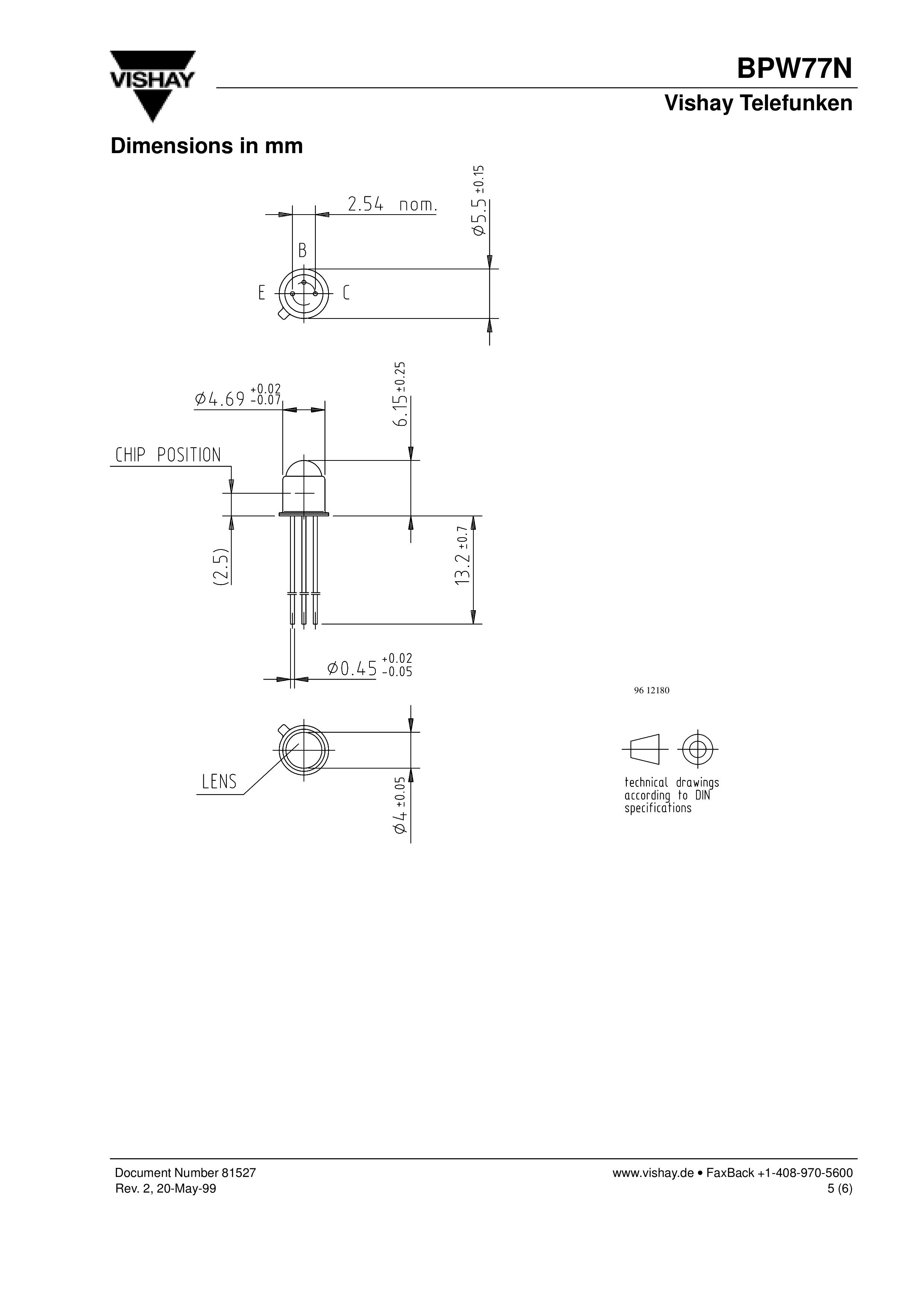 BPW77NB 红外线接收管 - 佰典旺(集團)有限公司